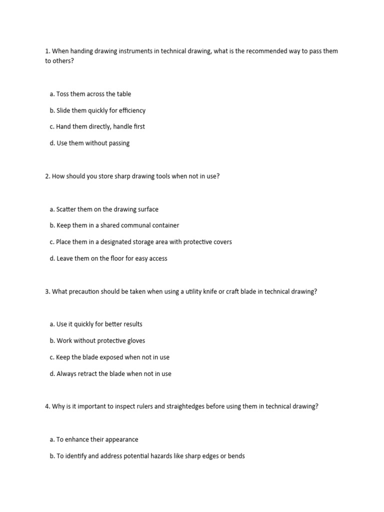 Safe Working Habitd Obj Questions | Download Free PDF | Drawing | Blade