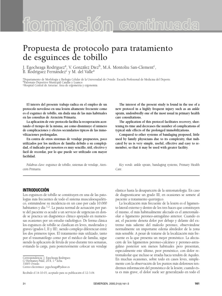 Propuesta Protocolo Esguince Tobillo | PDF