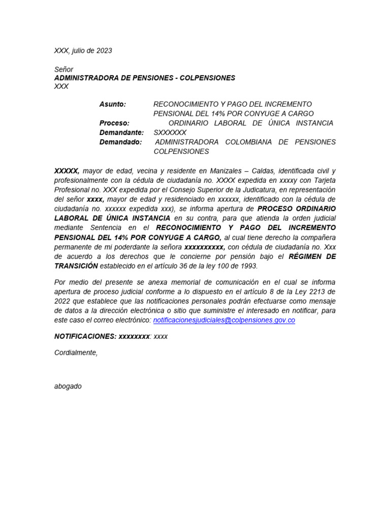 Notificacion Ley 2213 de 2022 | PDF