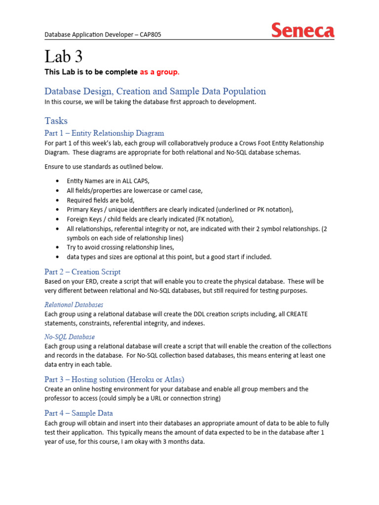 CAP805 Lab3 W22 | PDF | Relational Database | Databases