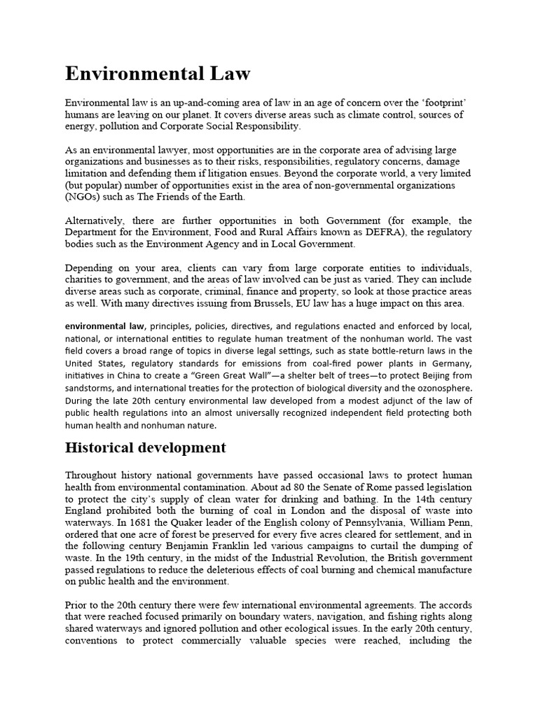 Environmental Law Over View and Study | PDF | Environmental Law ...