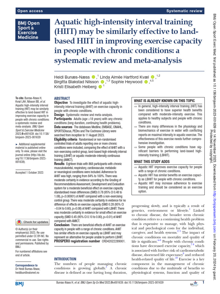 E001639 Full | PDF | High Intensity Interval Training | Systematic Review