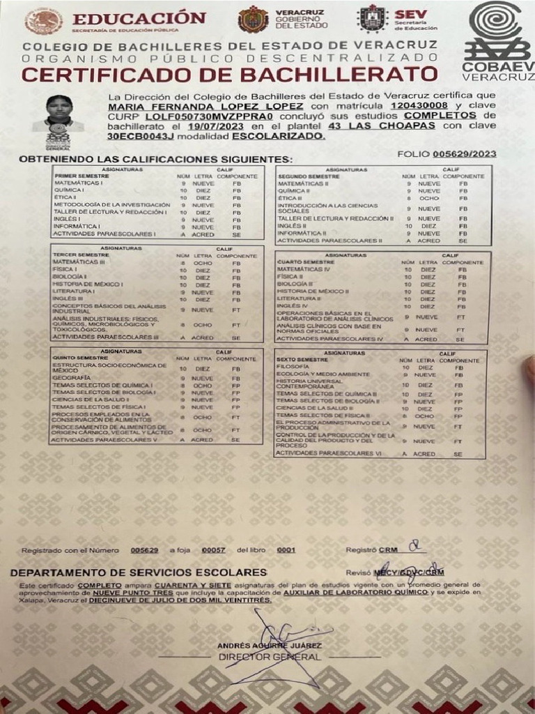 Certificado Bachillerato | PDF