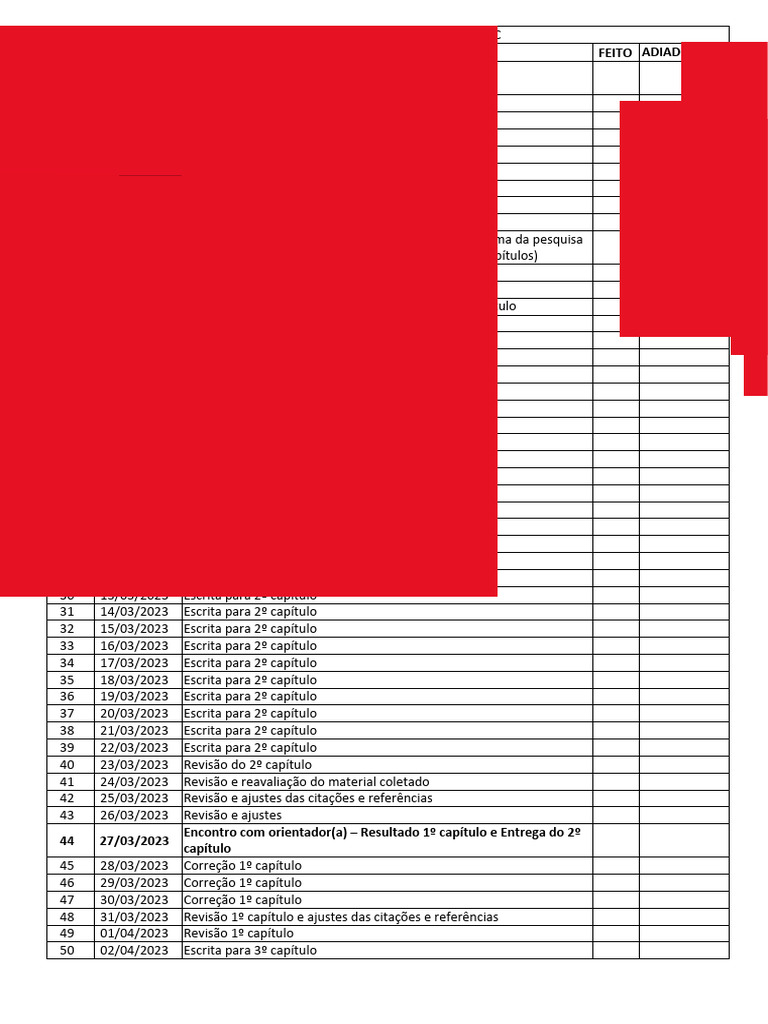 Planejamento 100 Dias para o TCC 2023 | PDF