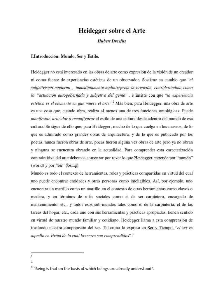 Heidegger Sobre El Arte | PDF