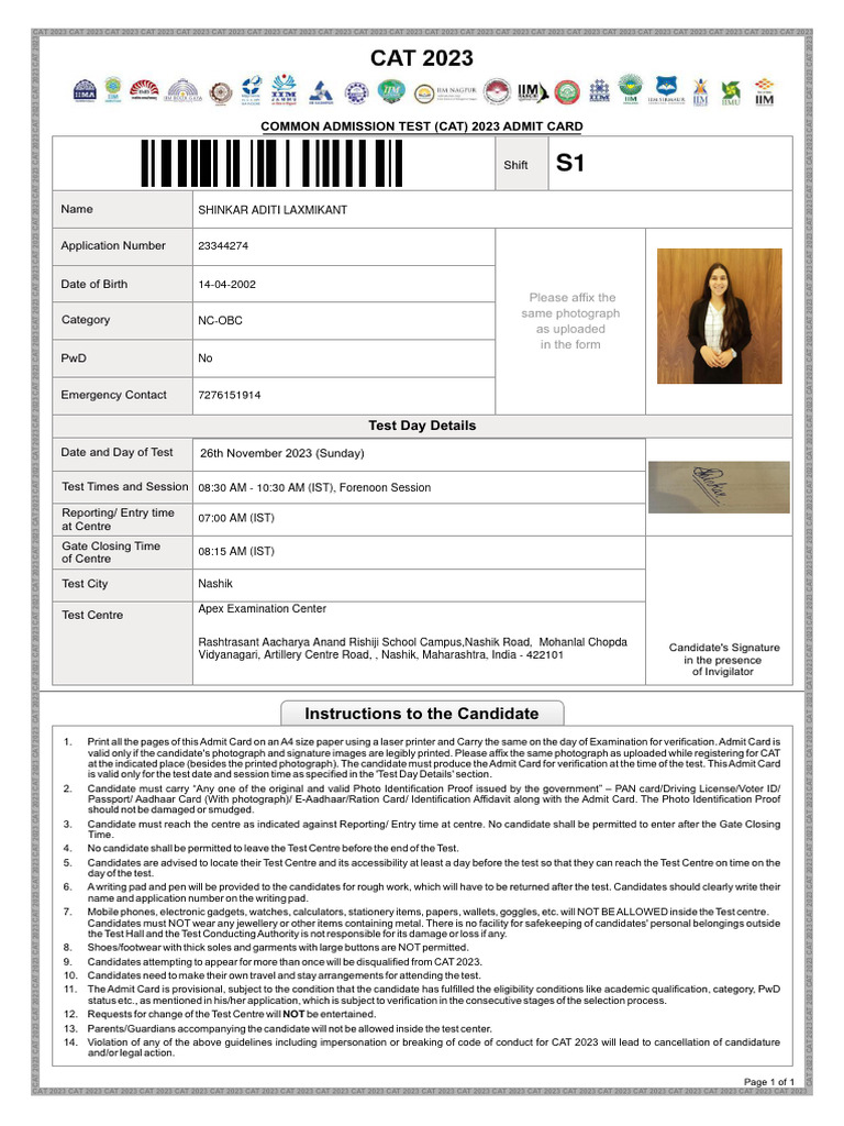 Admit Card | PDF | Identity Document | Government And Personhood