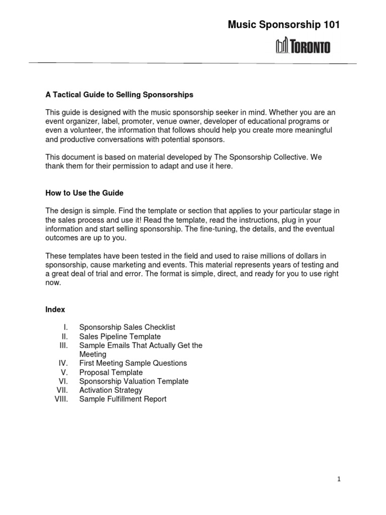 95b2 Music Sponsorships 101 | PDF | Sponsor (Commercial) | Sales