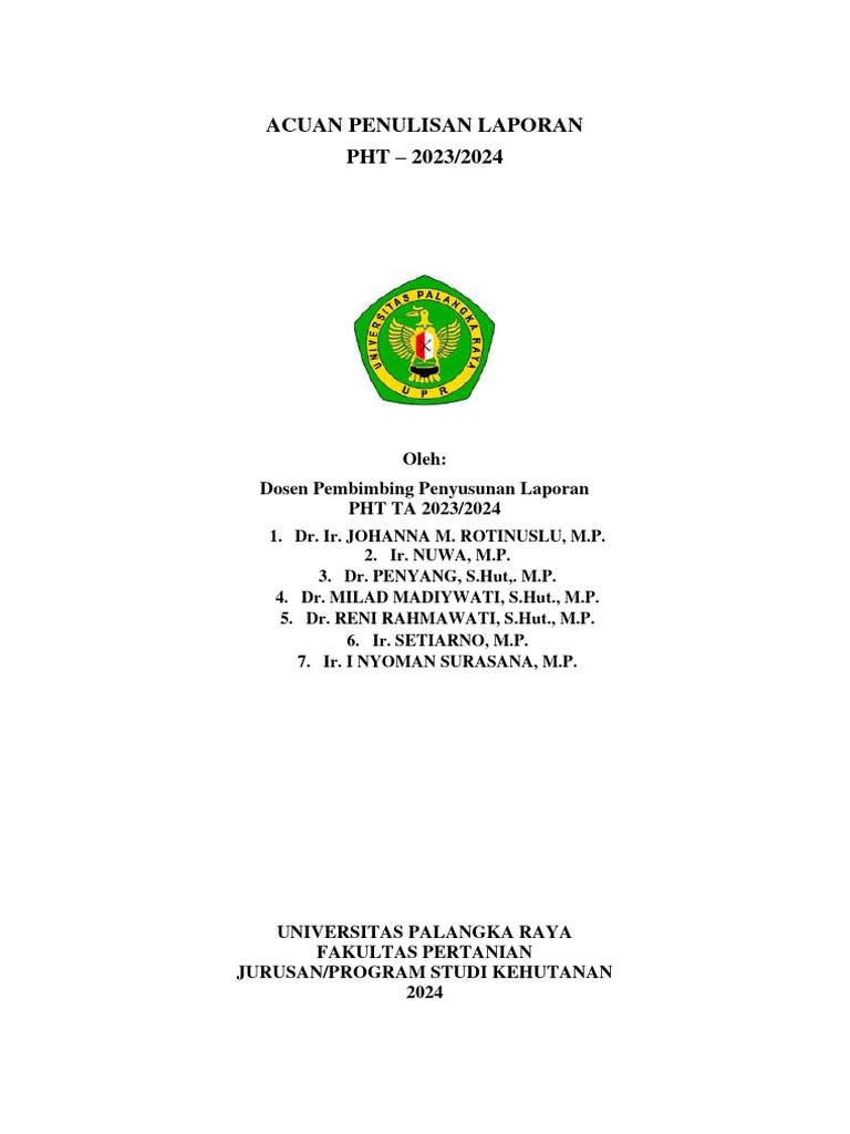 Penuntun - Laporan PHT - 2023-2024 | PDF