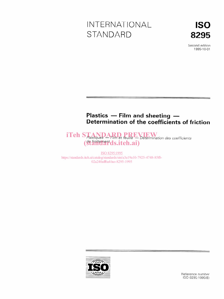 ISO 8295:1995 Coefficients of Friction | PDF | Friction | International ...