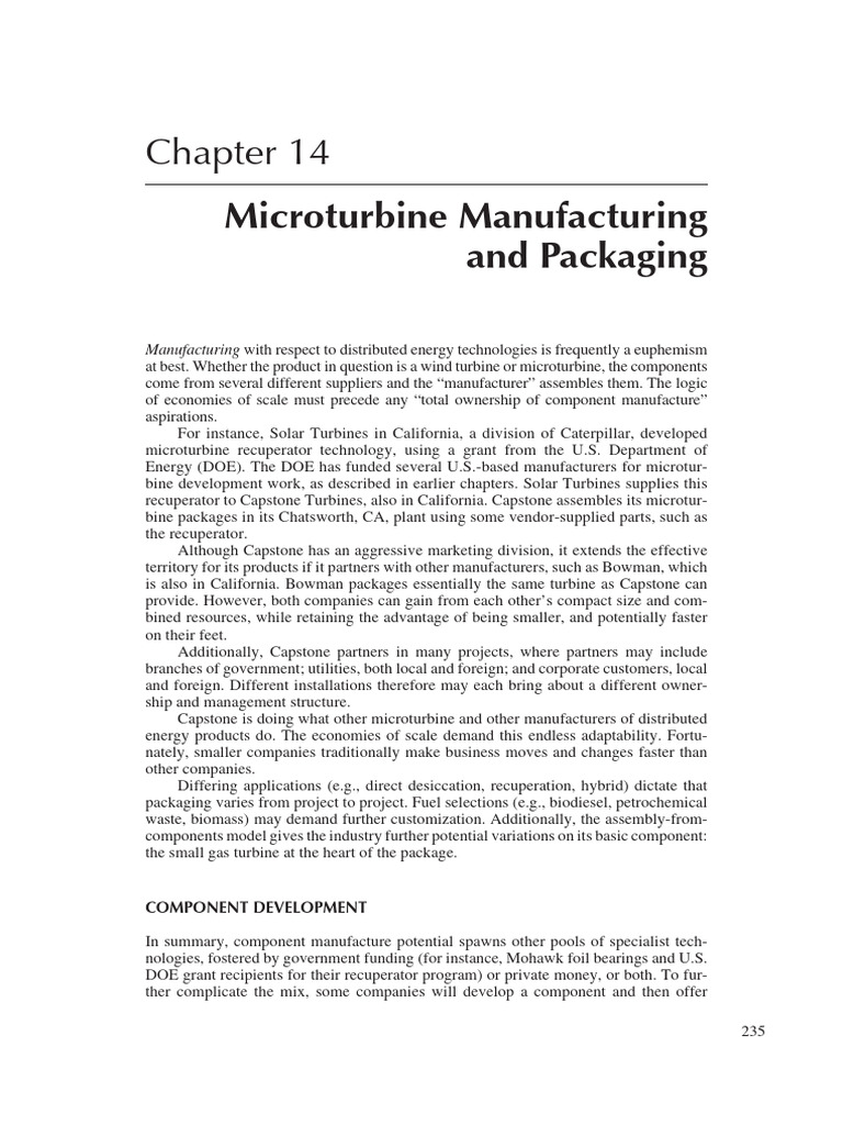 Chapter 14 - Microturbine Manufacturing and Packaging | PDF