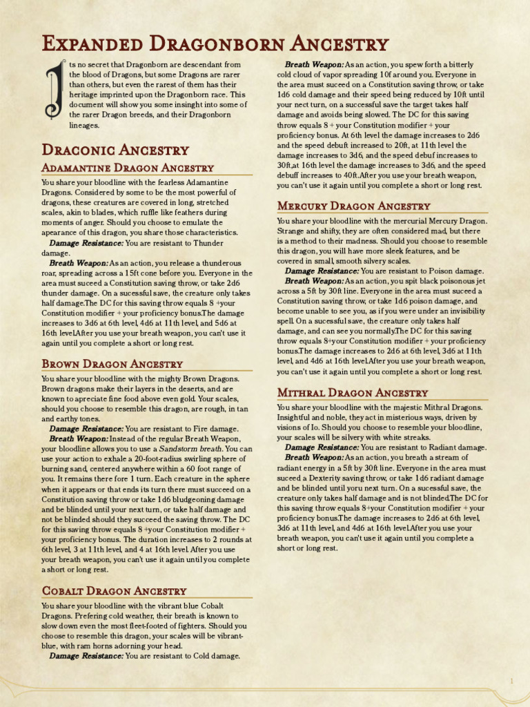 Expanded Draconic Ancestry - The Homebrewery | PDF
