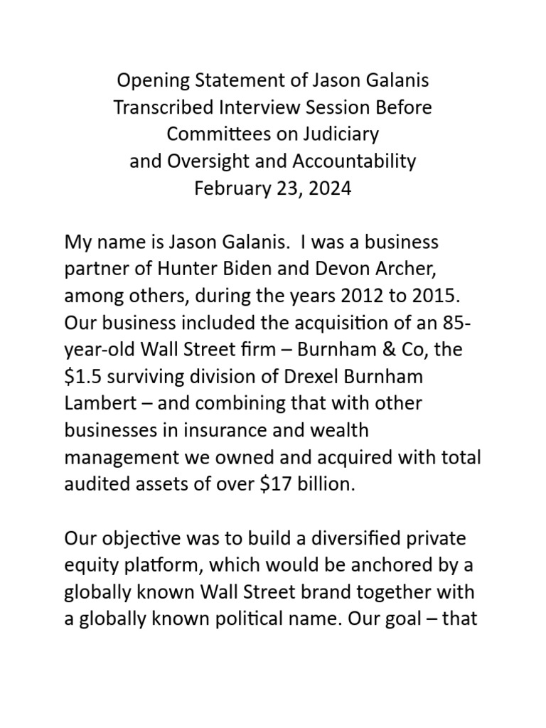 Jason Galanis Opening Statement | PDF