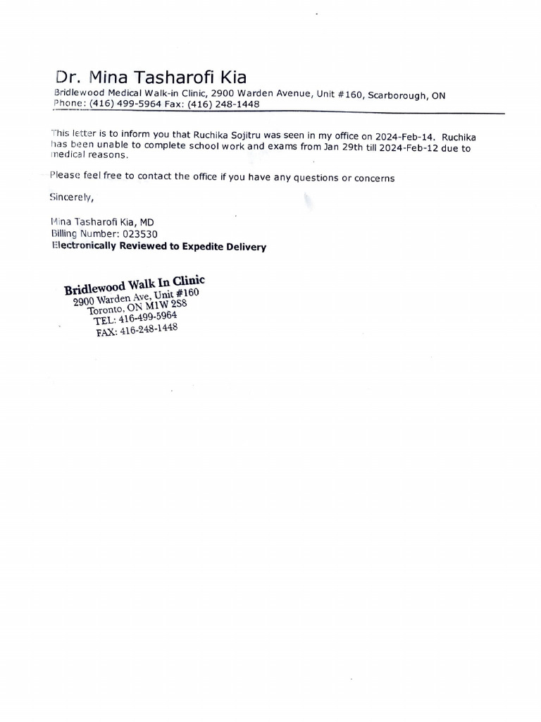 Doctor's Note | PDF