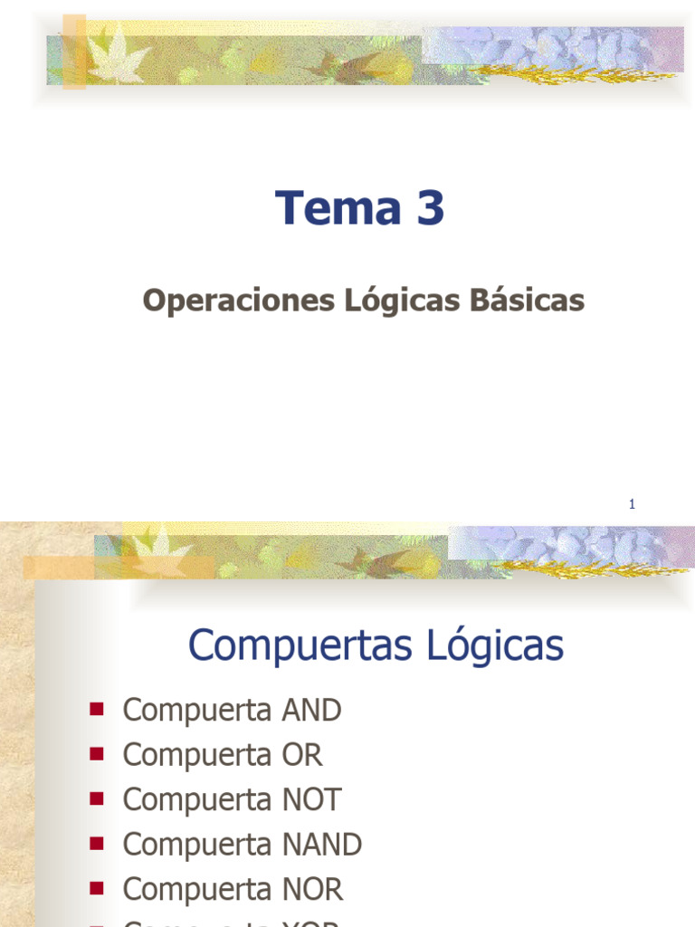 Tema 03 Operaciones Logicas Basicas | PDF | Puerta lógica | Tecnología ...