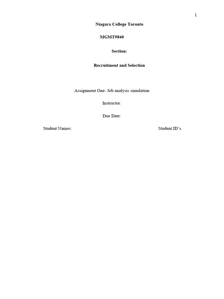 Example Assignment Simulation 1 | PDF | Recruitment | Employment