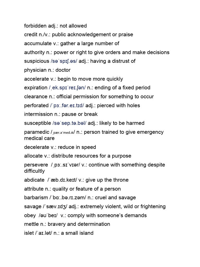 Vocabulary Definitions and Usage Guide | PDF