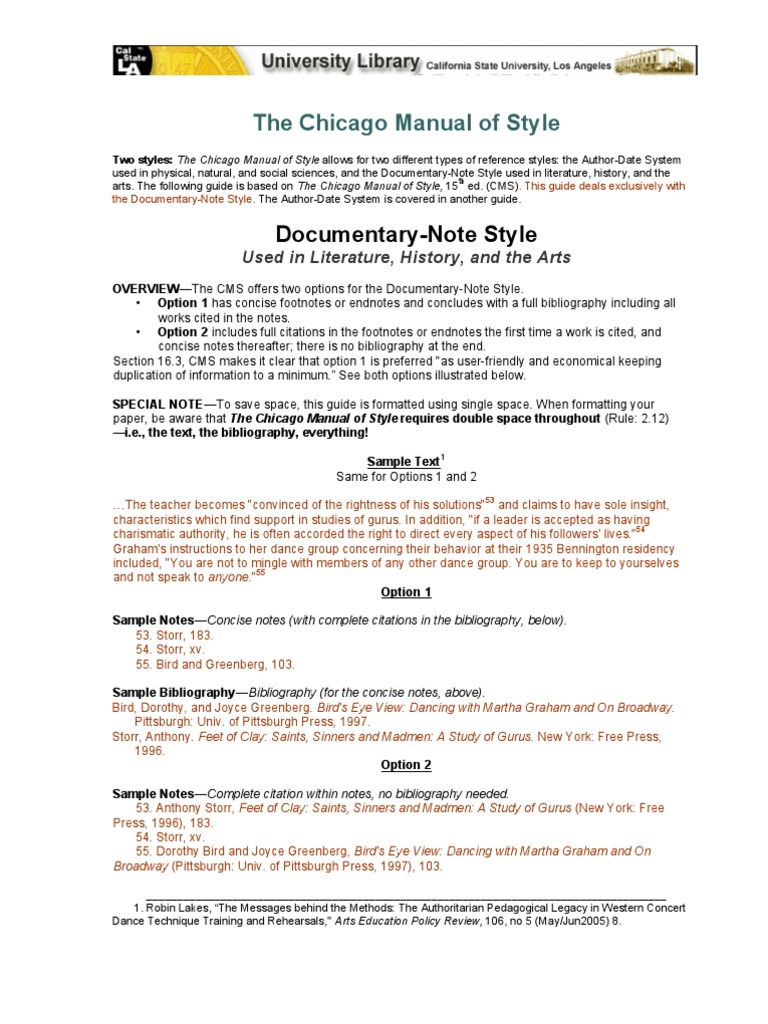 Chicago Documentary Note | PDF | Citation | Note (Typography)
