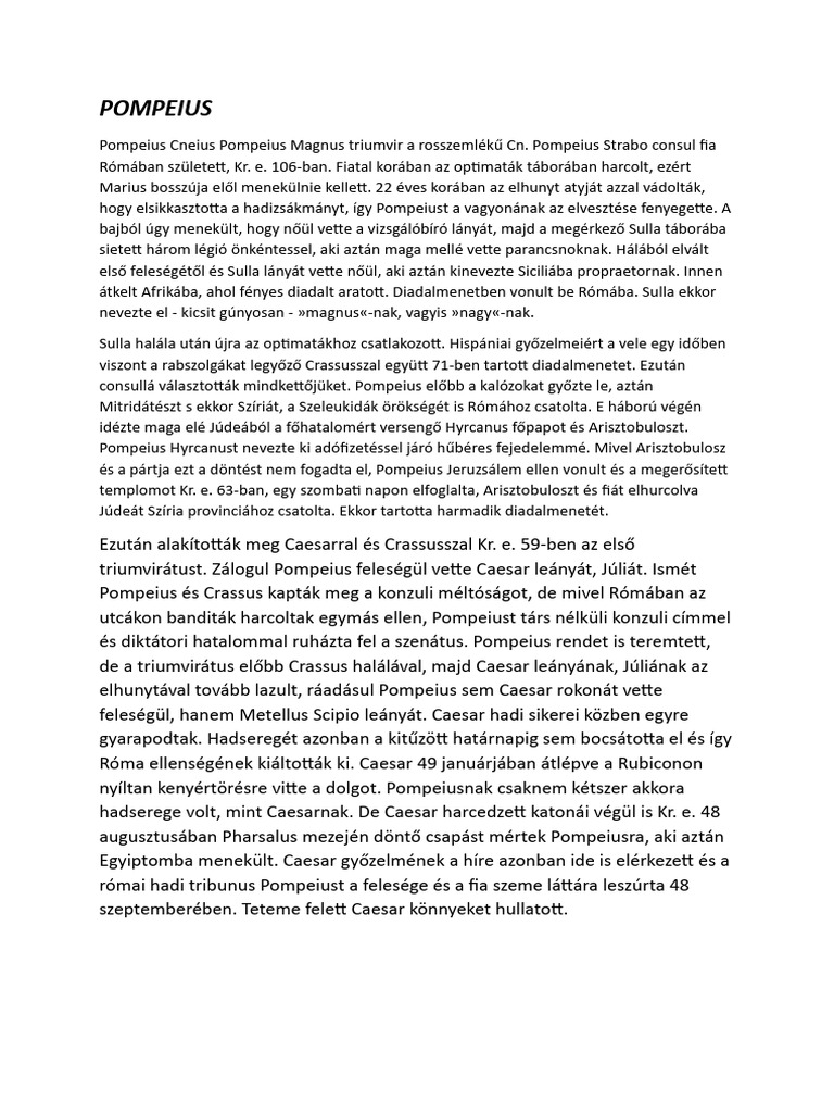 POMPEIUS - Docx - Google Dokumentumok | PDF
