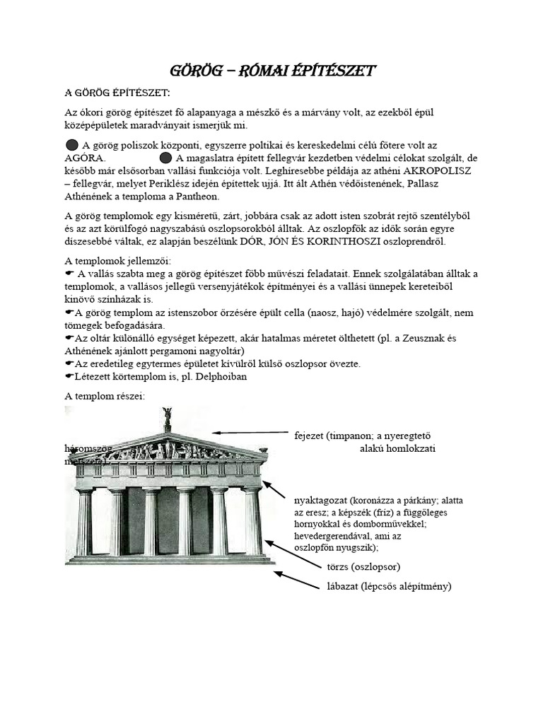 Görög Római Épitészet - Docx - Google Dokumentumok | PDF