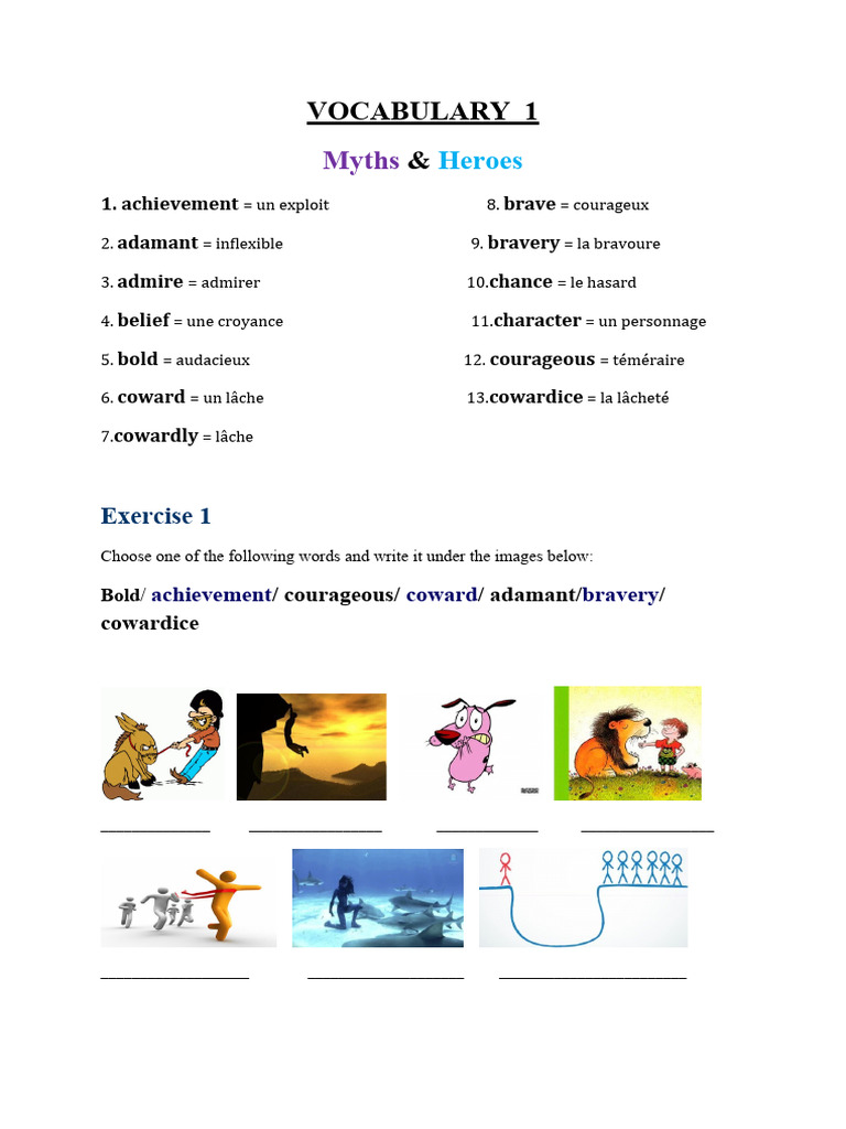 Myths Heroes Vocabulary | PDF