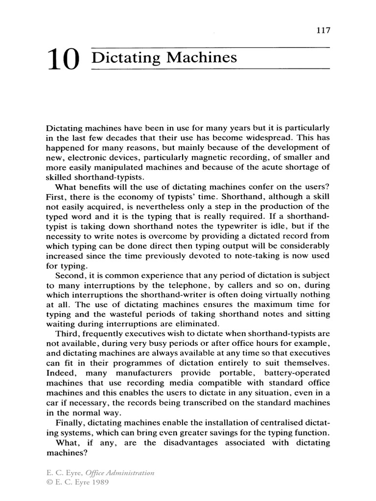 Dictating Machines | PDF | Shorthand | Typewriter