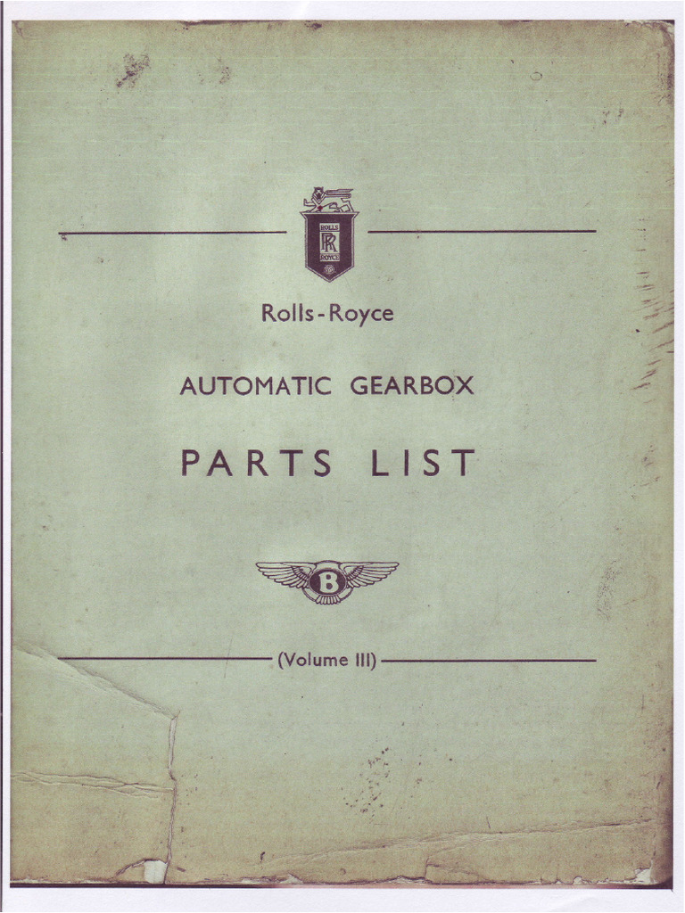 1958 Rolls Royce Silver Cloud Gearbox Part List | PDF
