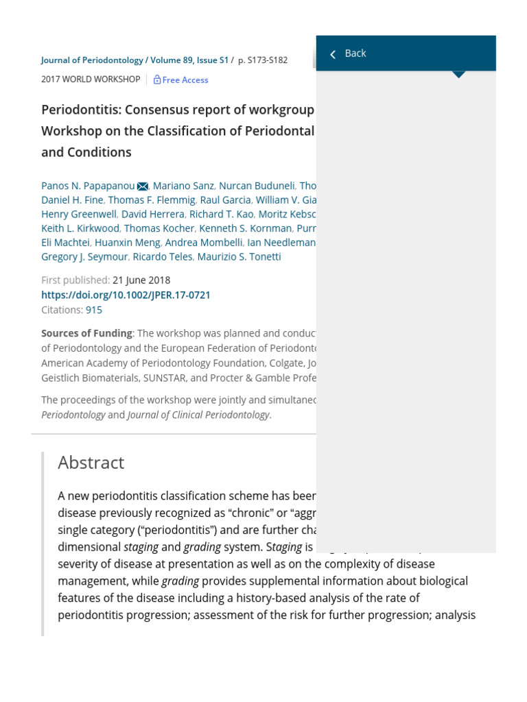Periodontitis- Consensus report of workgroup 2 of the 2017 World ...