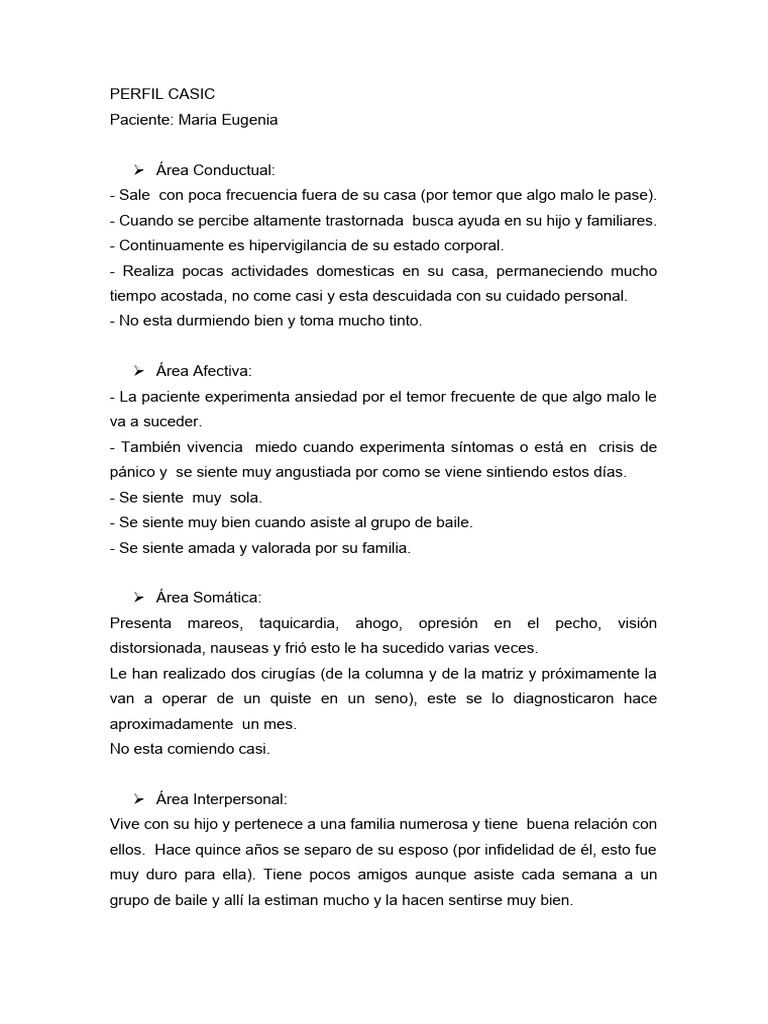 Perfil Casic | PDF | Las emociones | Ansiedad