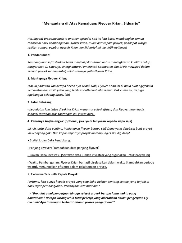 Materi Vlog Flyover Krian | PDF