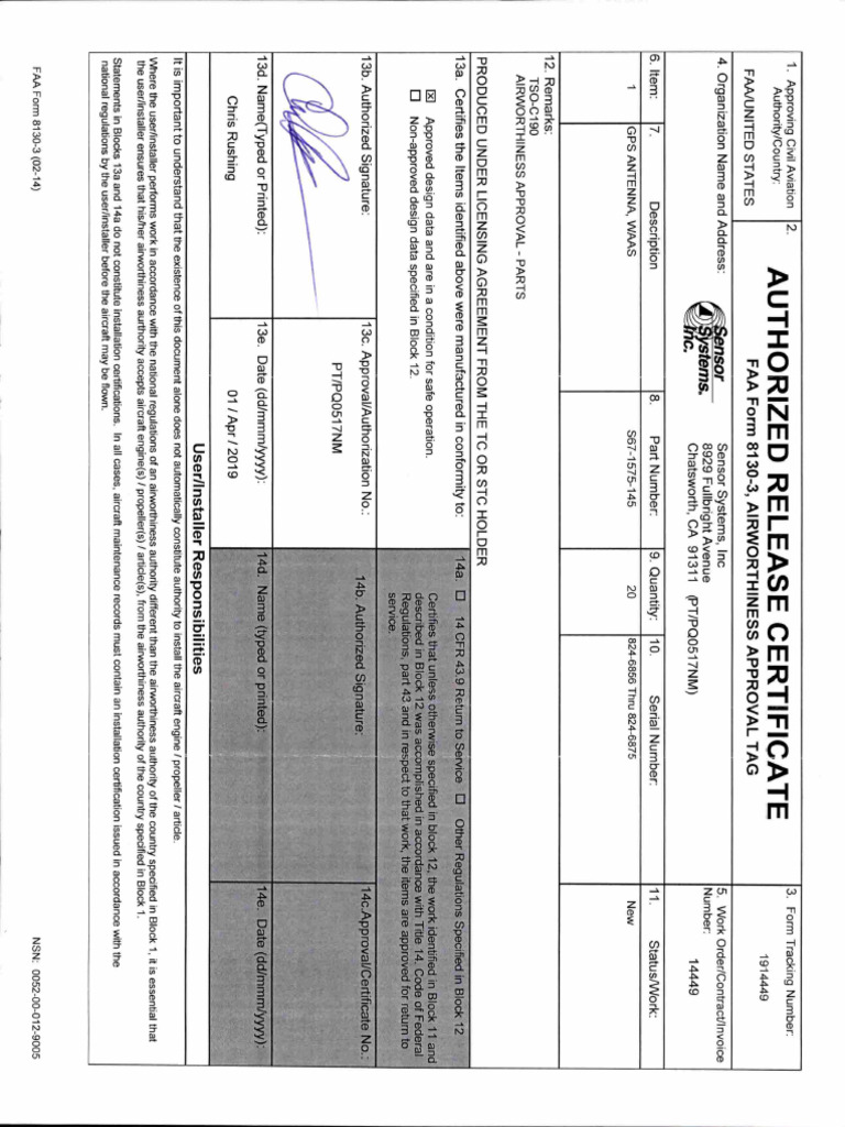 GPS Antenna Certificate | PDF