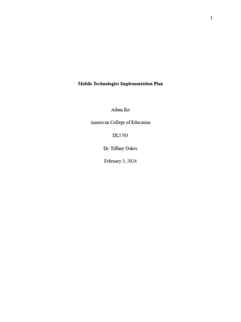 Mobile Technologies Implementation Plan | PDF | Mobile Technology | Mobile App
