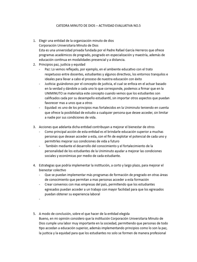 Catedra Minuto de Dios | PDF