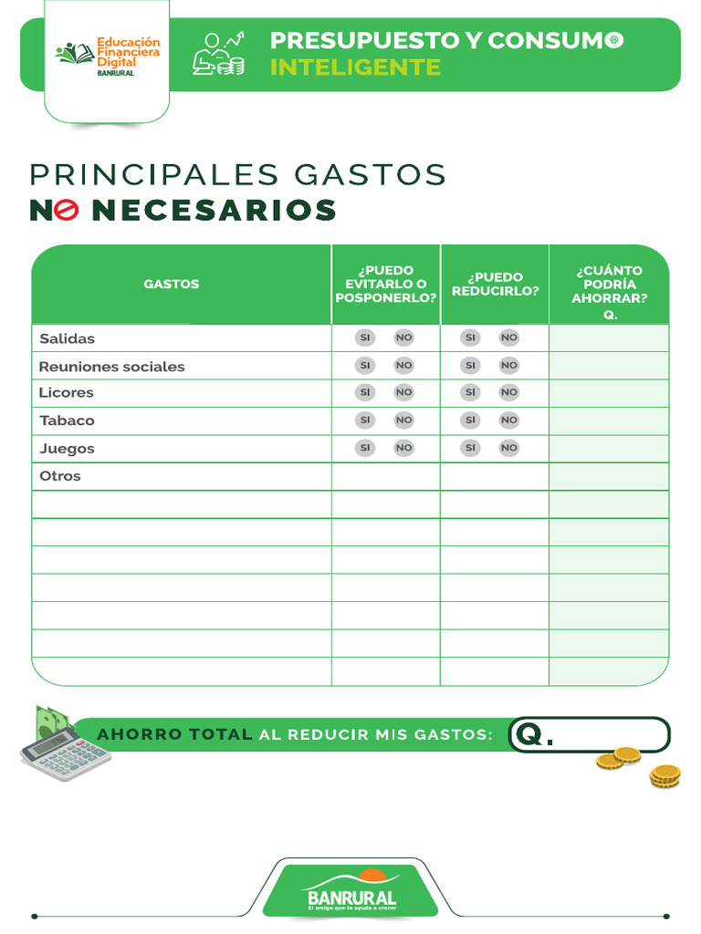 01 - FORMATO - Presupuesto y Consumo Inteligente | PDF