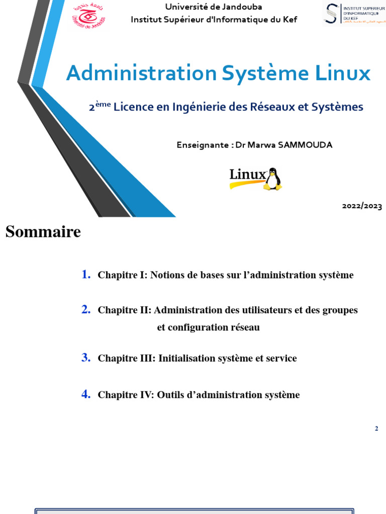 CH1 Administration Systéme LINUX Cours ISI | PDF | Système d'exploitation | Unix