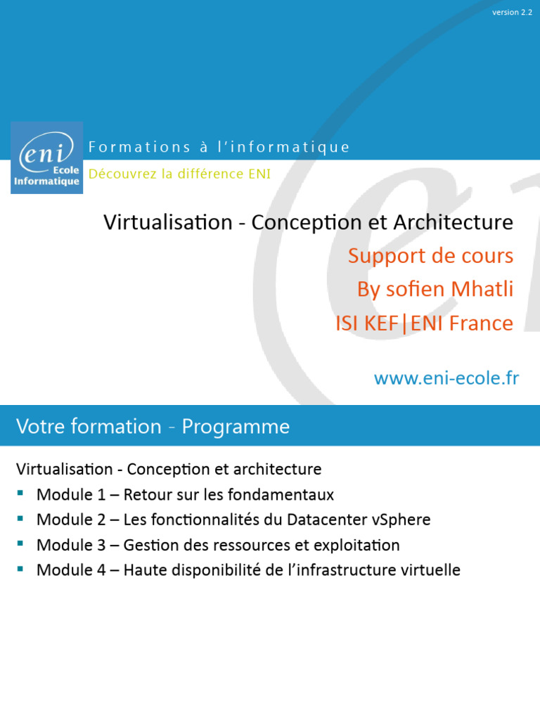 ENI Cours Virtualisation ASR v2.2 | PDF | VMware | Virtualisation