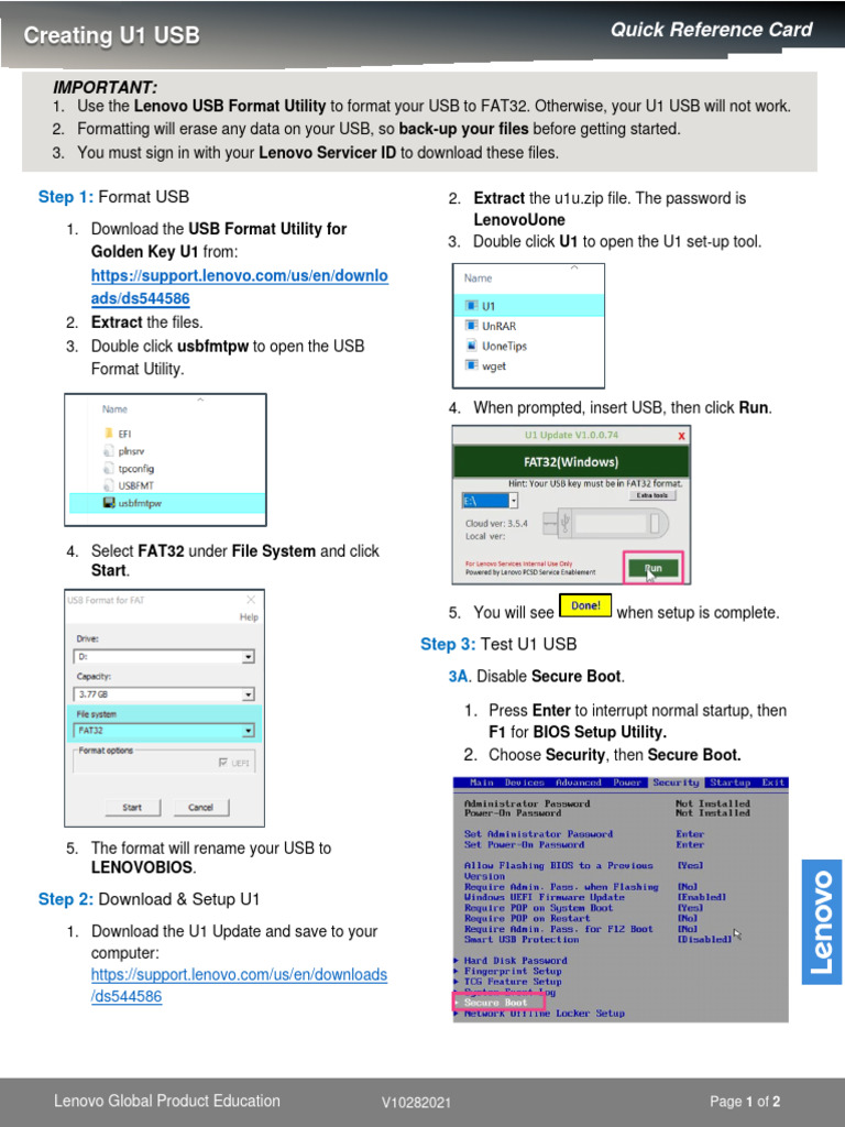 CPSW101 - Creating U1 USB - QRC - v10282021 | PDF