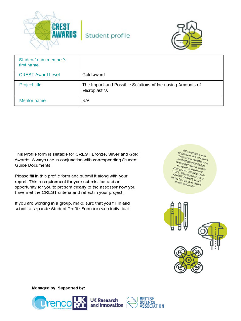 CREST Student Profile Form | Download Free PDF | Thought | Citation