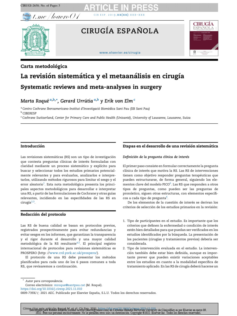 Revision Sistematica | PDF | Metaanálisis | Parcialidad