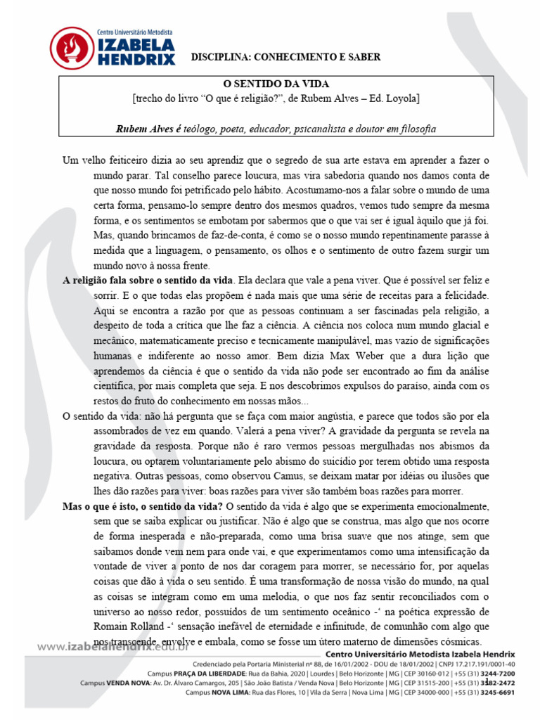 Rubens Alves - O Que É Religião | PDF