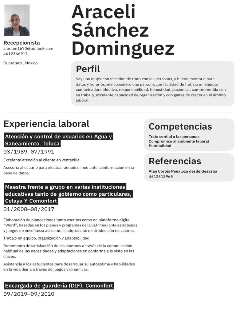 Curriculum Vitae Araceli | PDF