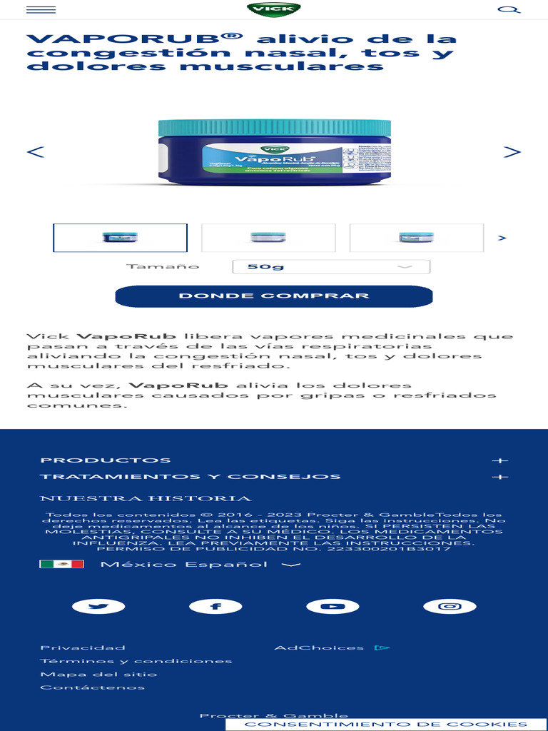 VapoRub Alivia La Congestión Nasal, Tos y Dolores Musculares Vick ...
