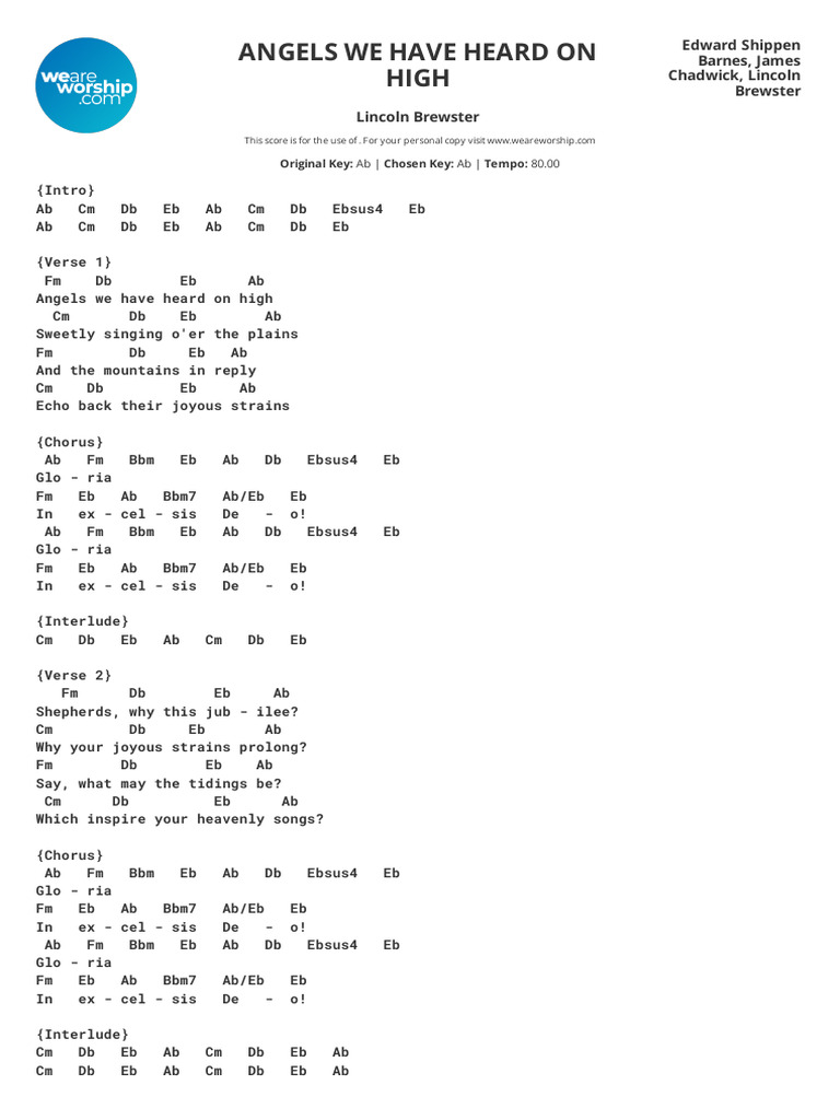 Angels We Have Heard on High Lyrics | PDF | Songs | Musical Forms