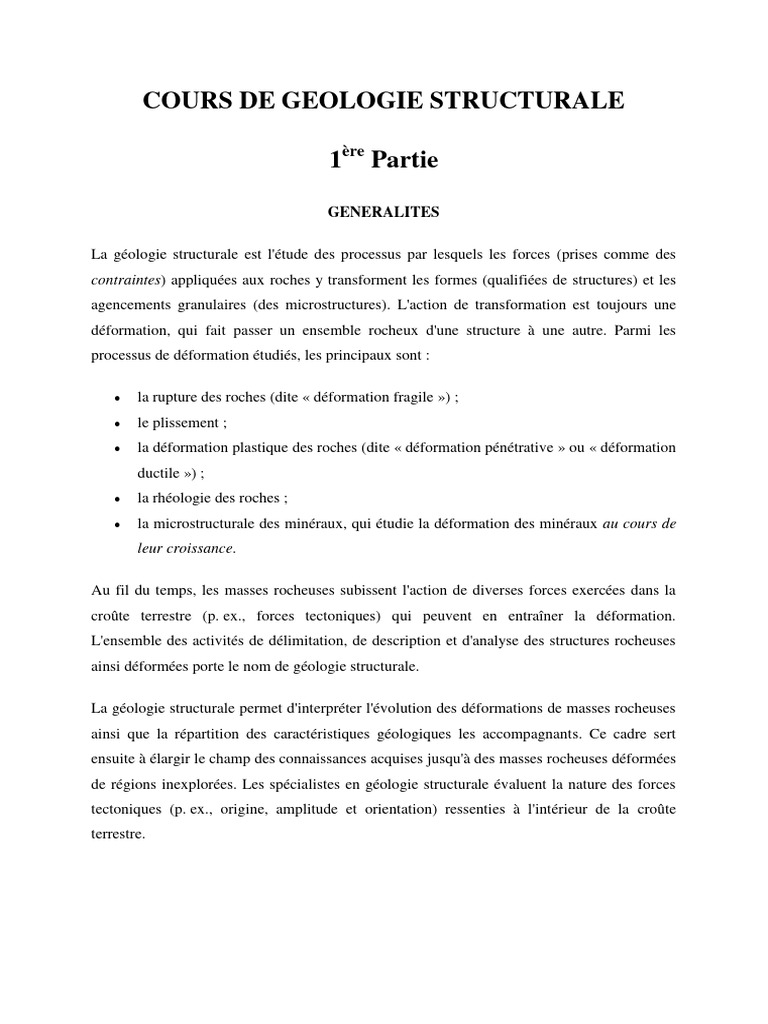 Introduction à la géologie structurale | PDF | Géologie structurale ...