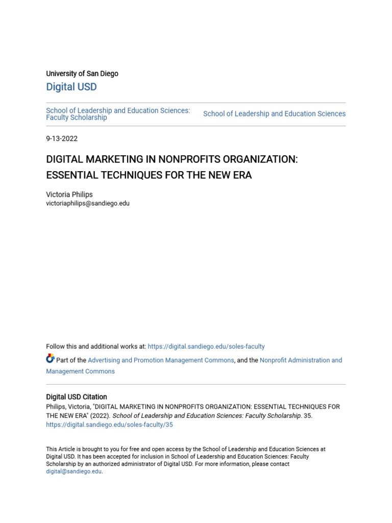 Digital Marketing in Nonprofits Organization - Essential Technique | PDF | Digital Marketing ...
