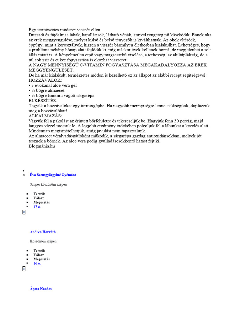 Egy Természetes Módszer Visszér Ellen | PDF