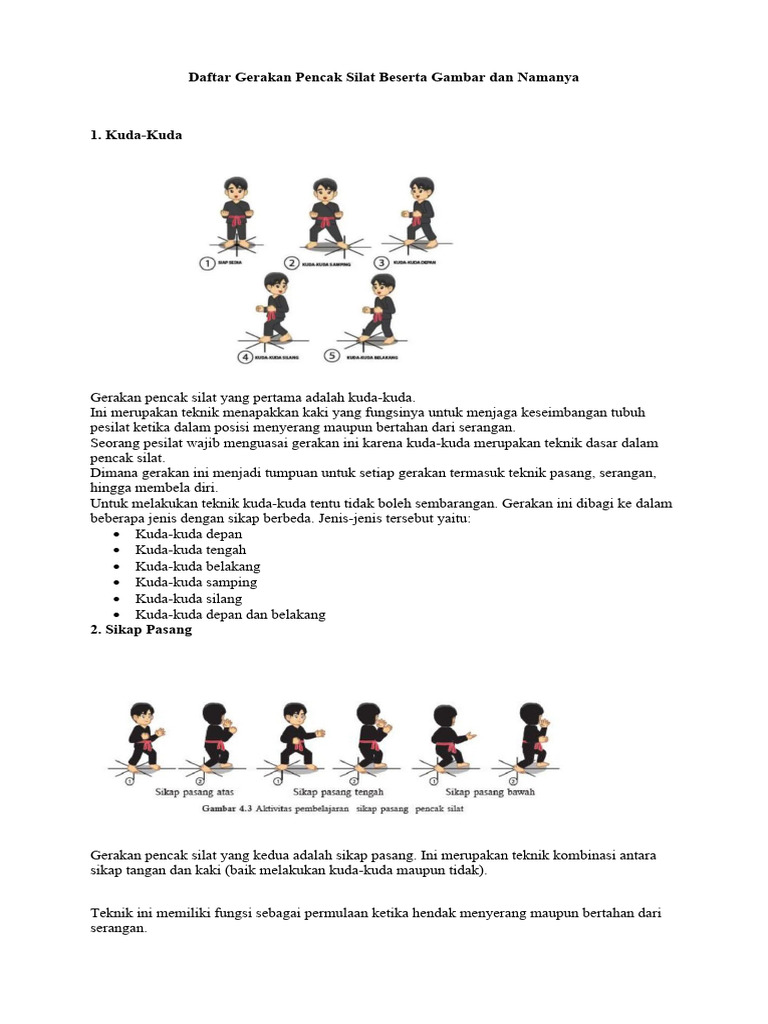 Daftar Gerakan Pencak Silat Beserta Gambar Dan Namanya | PDF