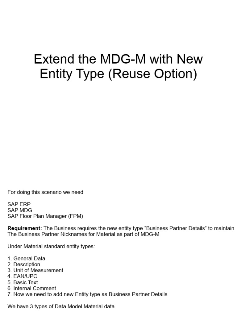 MDG-M Extension of New Entity Type (Reuse Option) | PDF | Data Model ...