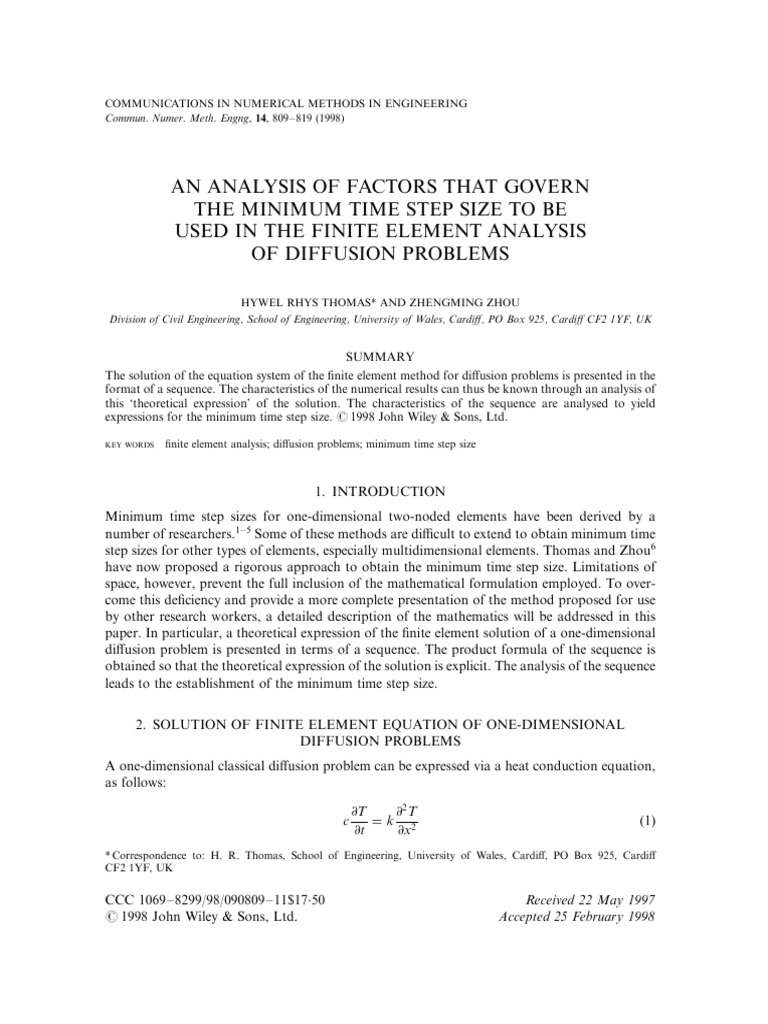 An Analysis of Factors That Govern The Minimum Time Step Size To Be ... An Analysis of Factors That Govern The Minimum Time Step Size To Be ...