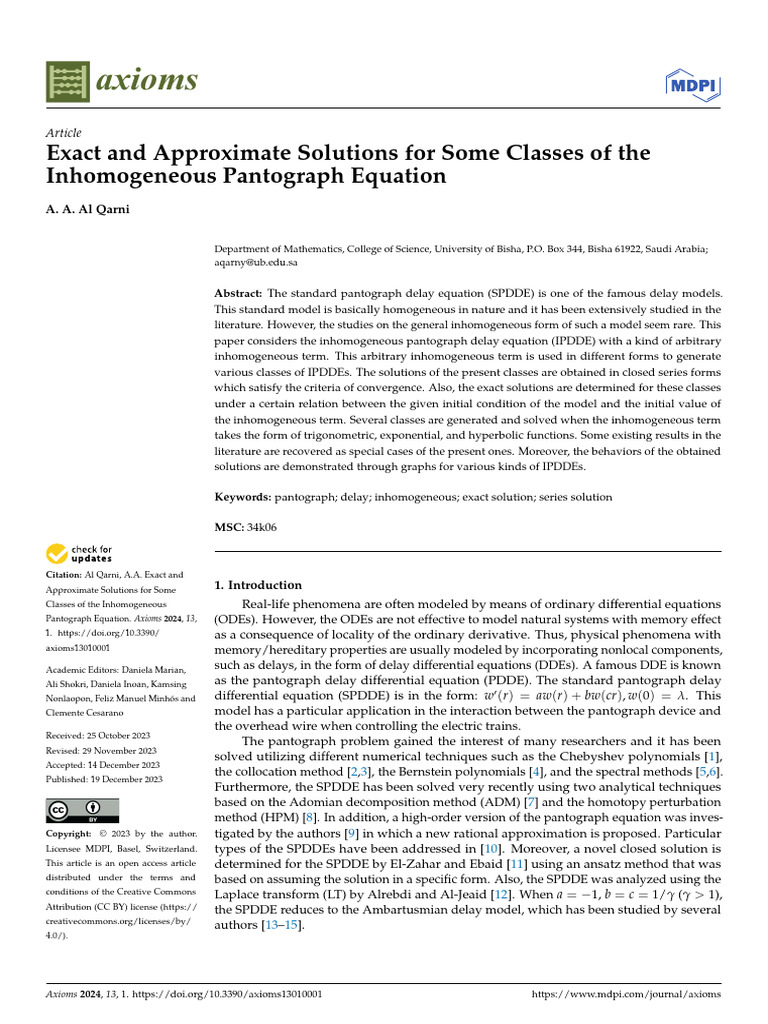 Exact and Approximate Solutions For Some Classes o | PDF