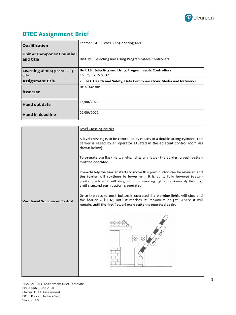 BTEC - PLC Assignment 2 - Unit 2021 - 22 - BTEC - Assignment - Brief | PDF